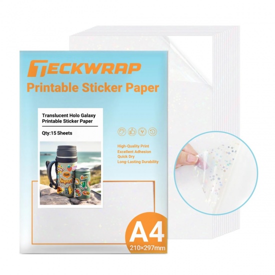 Papel Pet Adhesivo A4 * Holográfico RAINBOW TRANSPARENTE* (15 Hojas)