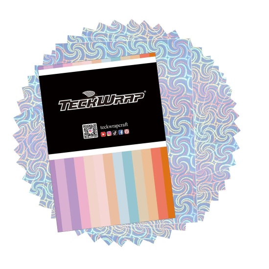 Papel Pet Adhesivo A4 * Holográfico SPIRAL * (15 Hojas)